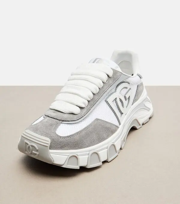 Dolce & Gabbana Runner Suede-trimmed Sneakers - Grey