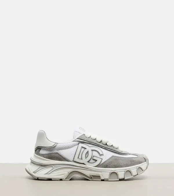 Dolce & Gabbana Runner Suede-trimmed Sneakers - Grey
