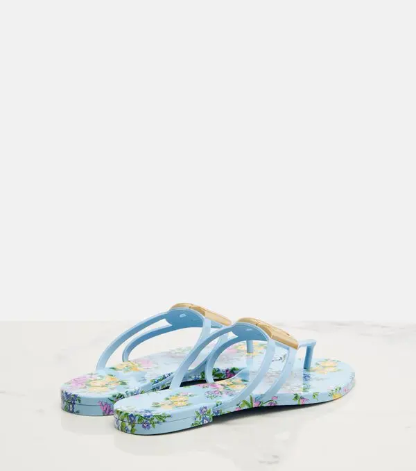 Dolce & Gabbana Floral Thong Sandals - Blue