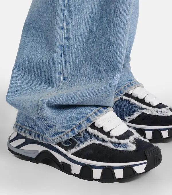 Dolce & Gabbana Runner Distressed Denim Sneakers - Blue