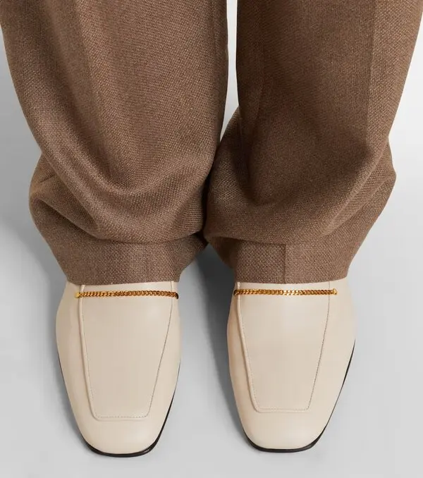 HERBERT LEVINE Fair And Square Leather Loafer Pumps - White