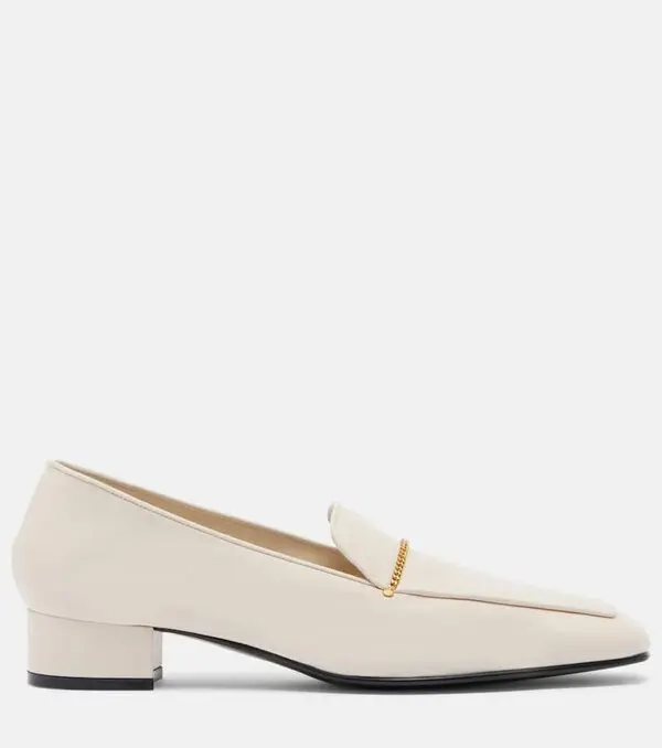 HERBERT LEVINE Fair And Square Leather Loafer Pumps - White