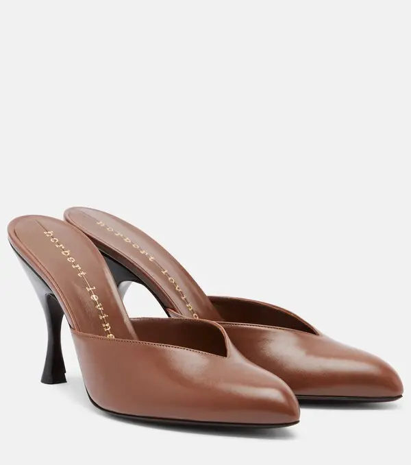 HERBERT LEVINE Leather Mules - Brown
