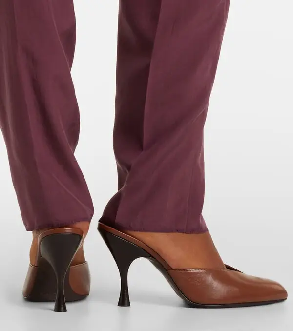 HERBERT LEVINE Leather Mules - Brown