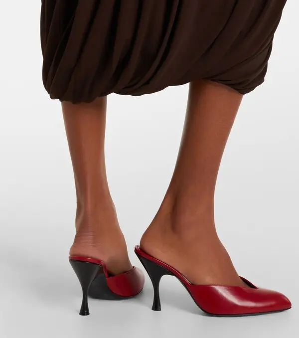 HERBERT LEVINE Leather Mules - Red