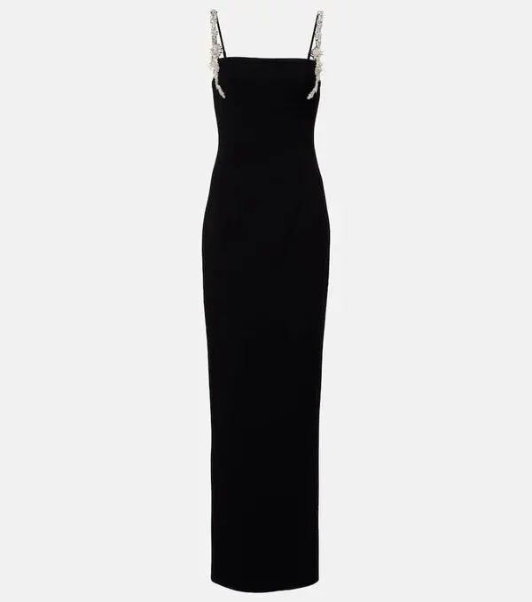 Rachel Gilbert Franca Embellished Crêpe Corset Gown - Black