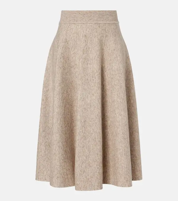 Loro Piana Cashmere, Wool, And Linen Midi Skirt - Beige