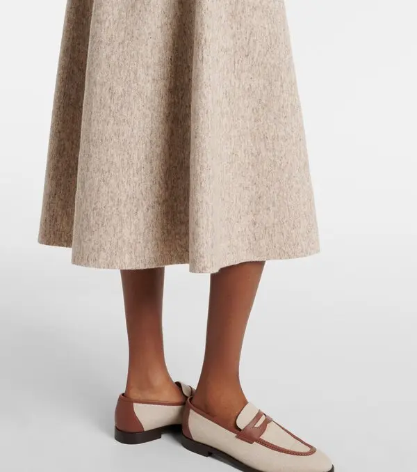 Loro Piana Cashmere, Wool, And Linen Midi Skirt