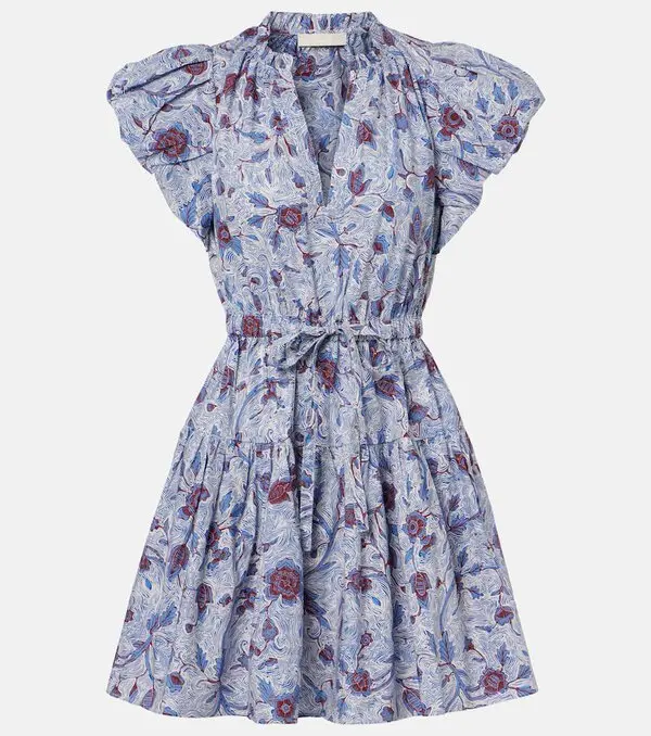 Ulla Johnson Izel Floral Cotton Minidress - Blue