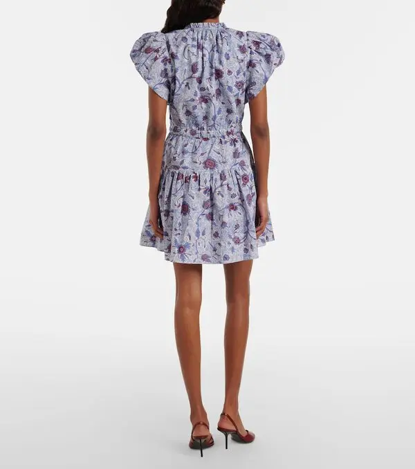 Ulla Johnson Izel Floral Cotton Minidress - Blue