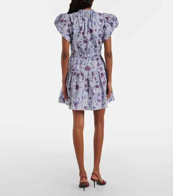 Ulla Johnson Izel Floral Cotton Minidress - Blue