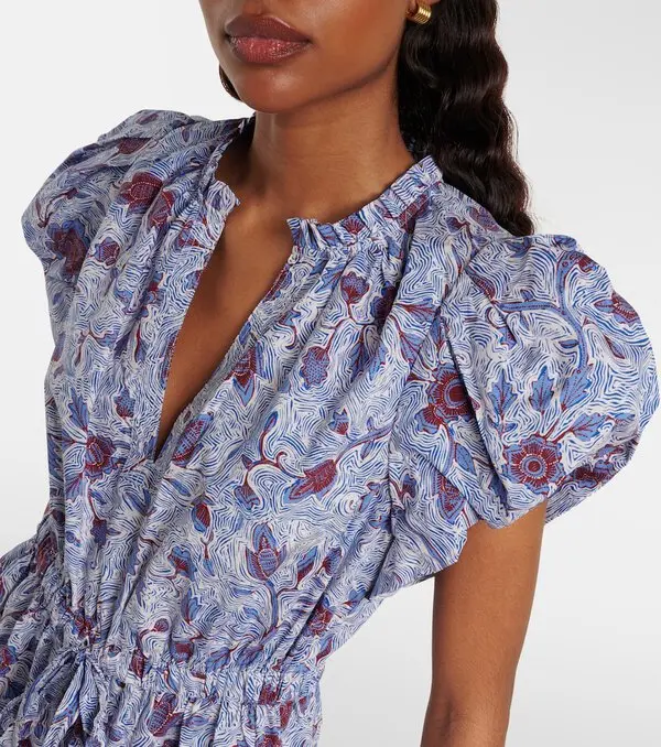 Ulla Johnson Izel Floral Cotton Minidress - Blue