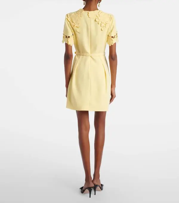 Leo Lin Aurelie Belted Floral-Appliqu Minidress - Yellow | Editorialist
