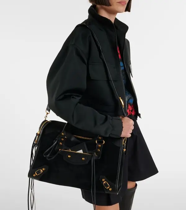 Balenciaga Le City Medium Suede Tote Bag - Black