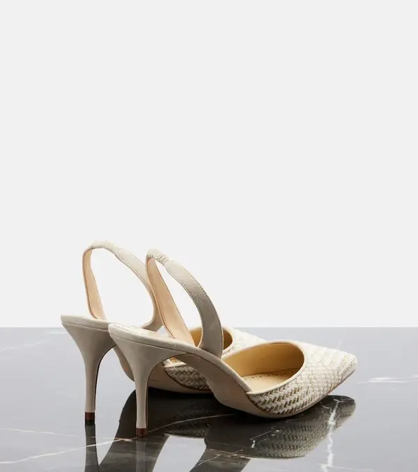 Manolo Blahnik Carolyne Raffia Slingback Pumps