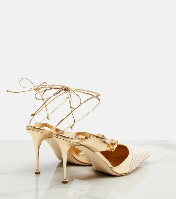 Manolo Blahnik Soria Embellished Leather-trimmed Pumps