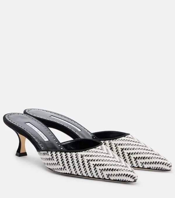 Manolo Blahnik Bb Raffia Pumps - White