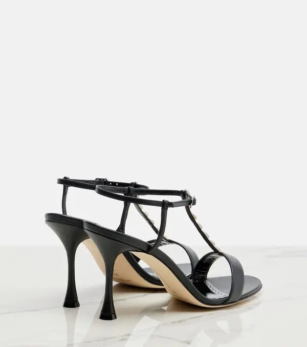 Manolo Blahnik Leather Embellished Sandals