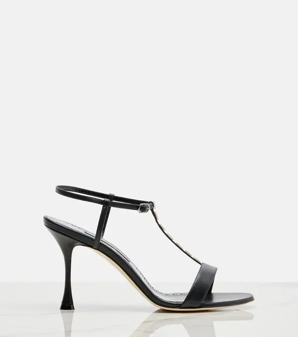 Manolo Blahnik Leather Embellished Sandals