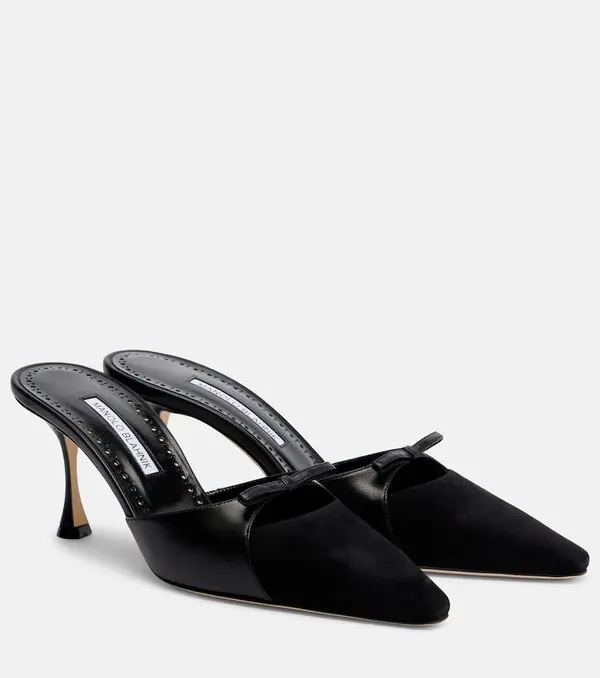 Manolo Blahnik Tapidpla Leather Mules - Black