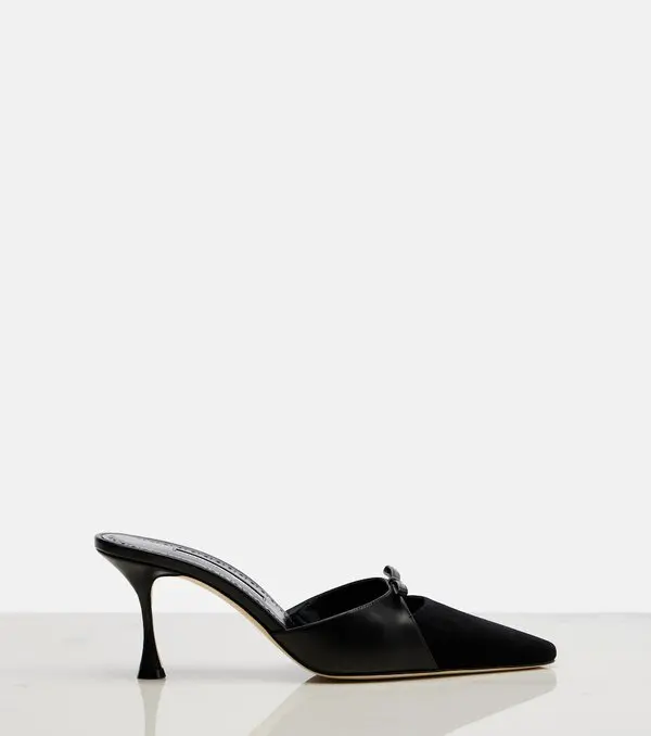 Manolo Blahnik Tapidpla Leather Mules - Black