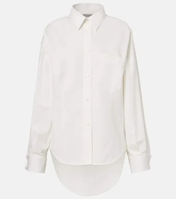 Balenciaga Asymmetric Cotton And Silk Poplin Shirt - White