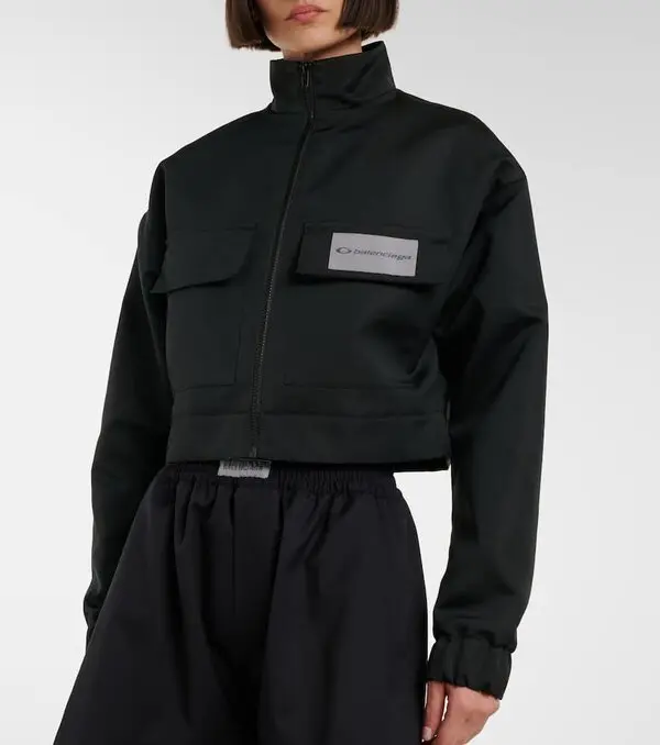 Balenciaga Cropped Technical Faille Track Jacket