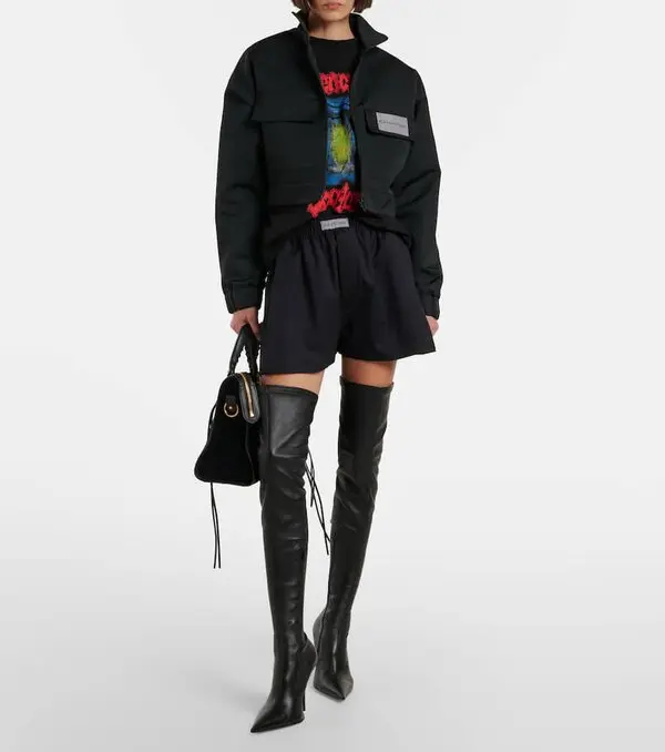 Balenciaga Cropped Technical Faille Track Jacket