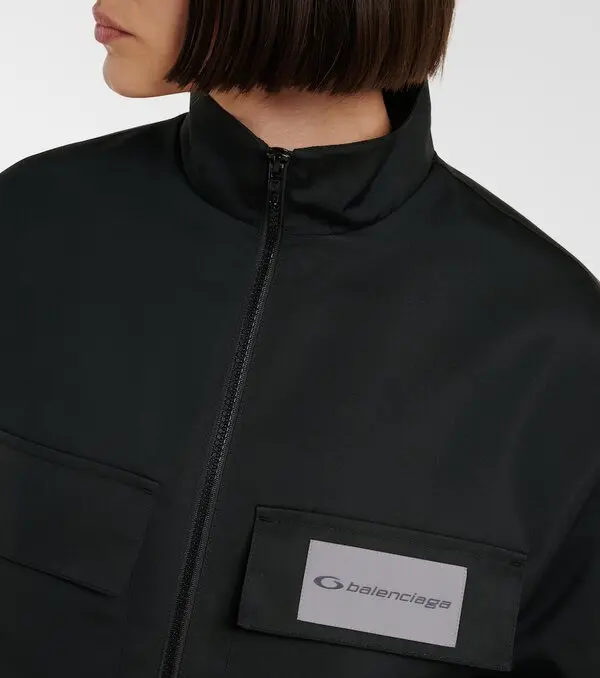 Balenciaga Cropped Technical Faille Track Jacket - Black