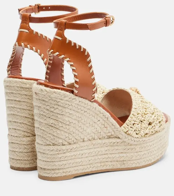 Versace Medusa Espadrille Wedge Sandals - Beige