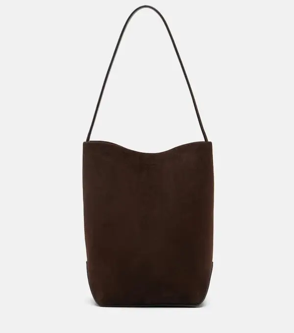 THE ROW N/s Park Edge Medium Suede Tote Bag - Brown