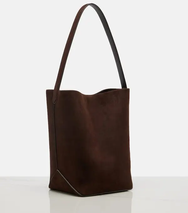 THE ROW N/s Park Edge Medium Suede Tote Bag - Brown
