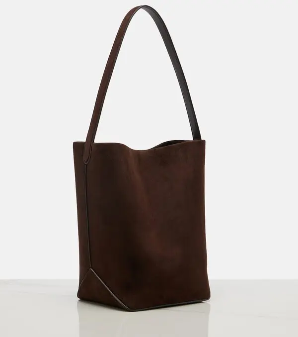THE ROW N/s Park Edge Medium Suede Tote Bag - Brown