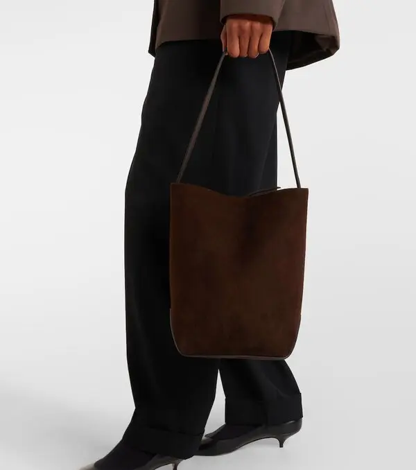 THE ROW N/s Park Edge Medium Suede Tote Bag - Brown