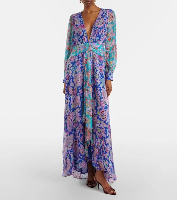 Rixo Meera Floral Maxi Dress - Blue