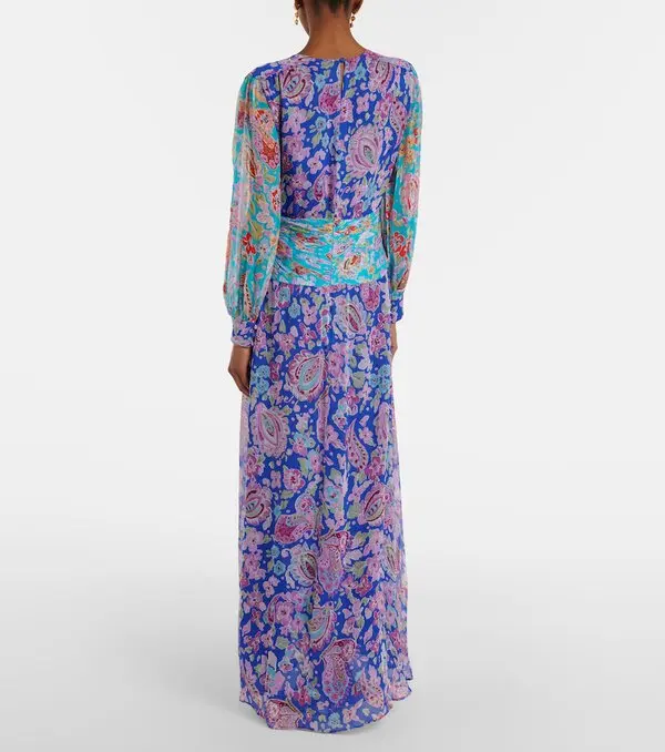 Rixo Meera Floral Maxi Dress - Blue