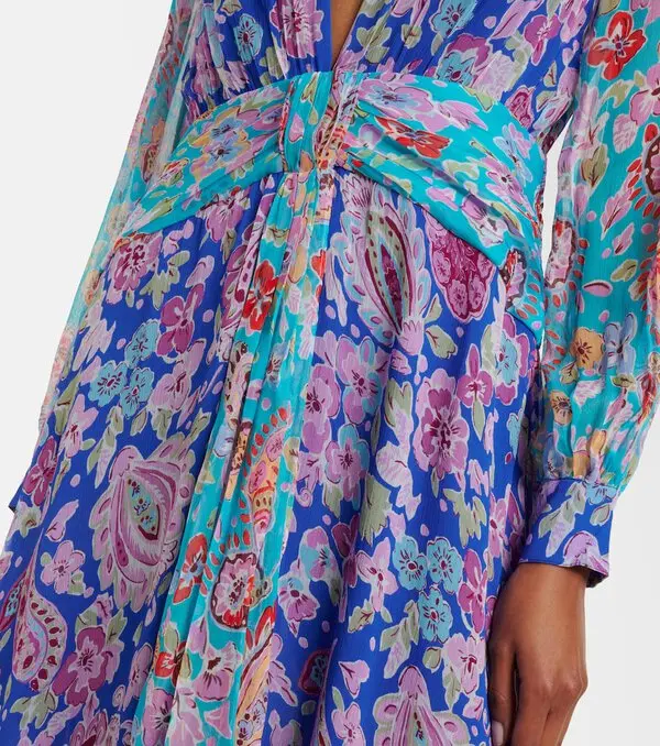 Rixo Meera Floral Maxi Dress - Blue
