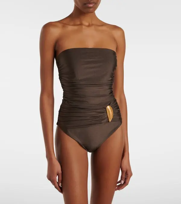 Simkhai Lorena Appliqué Ruched Swimsuit