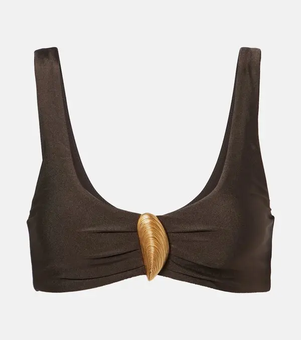 Simkhai Veyra Appliqué Bikini Top - Brown