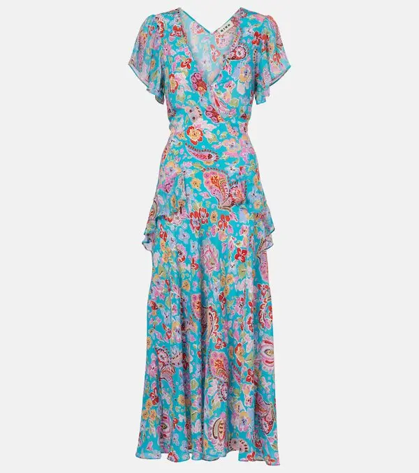 Rixo Evie Silk Crêpe De Chine Midi Dress
