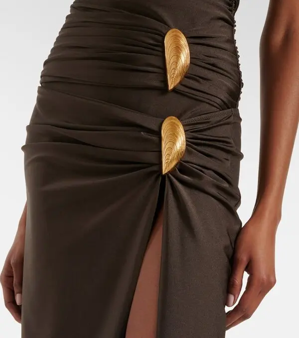 Simkhai Eiana Appliqué Ruched Midi Skirt