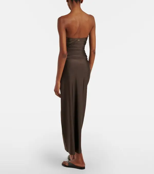 Simkhai Eiana Appliqué Ruched Midi Skirt
