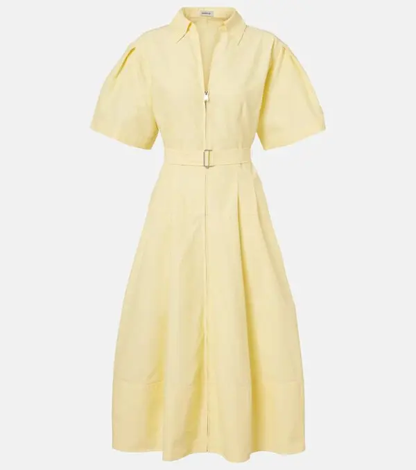 Simkhai Belted Cotton-blend Shirt Dress - Yellow