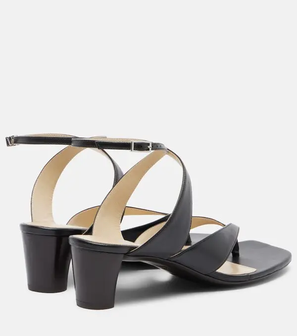 LEMAIRE Leather Slingback Thong Sandals - Brown