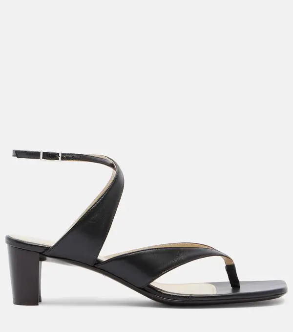 LEMAIRE Leather Slingback Thong Sandals - Brown