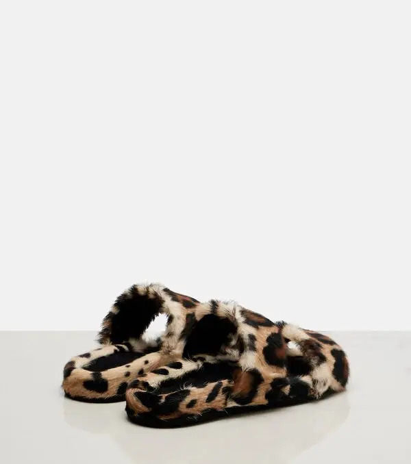 Dolce & Gabbana Leopard-print Shearling Slides