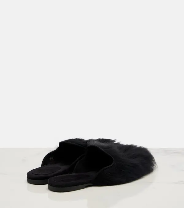 Dolce & Gabbana Shearling Mules - Black