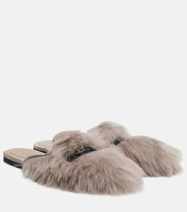 Dolce & Gabbana Shearling Mules - Grey