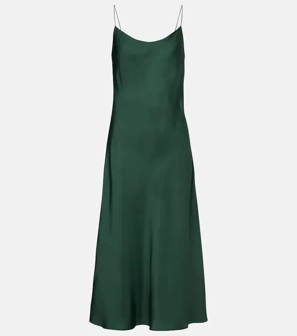 Asceno Lille Silk Twill Slip Dress - Green