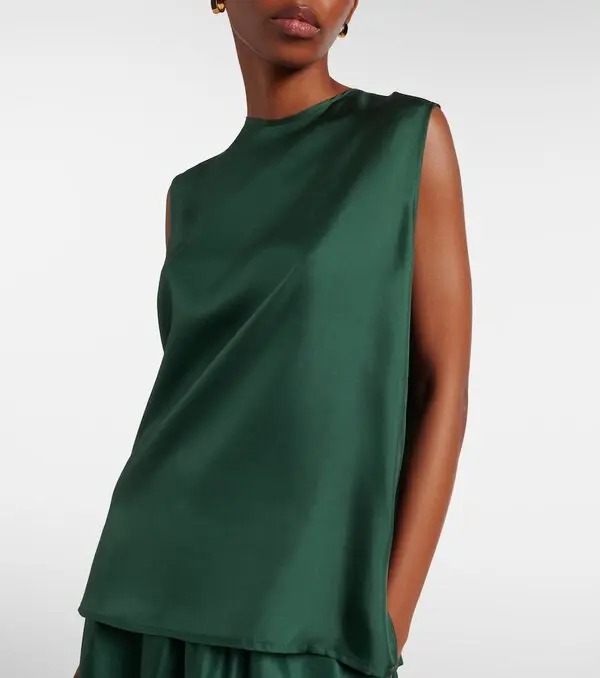 Asceno Trento Silk Twill Tank Top - Green